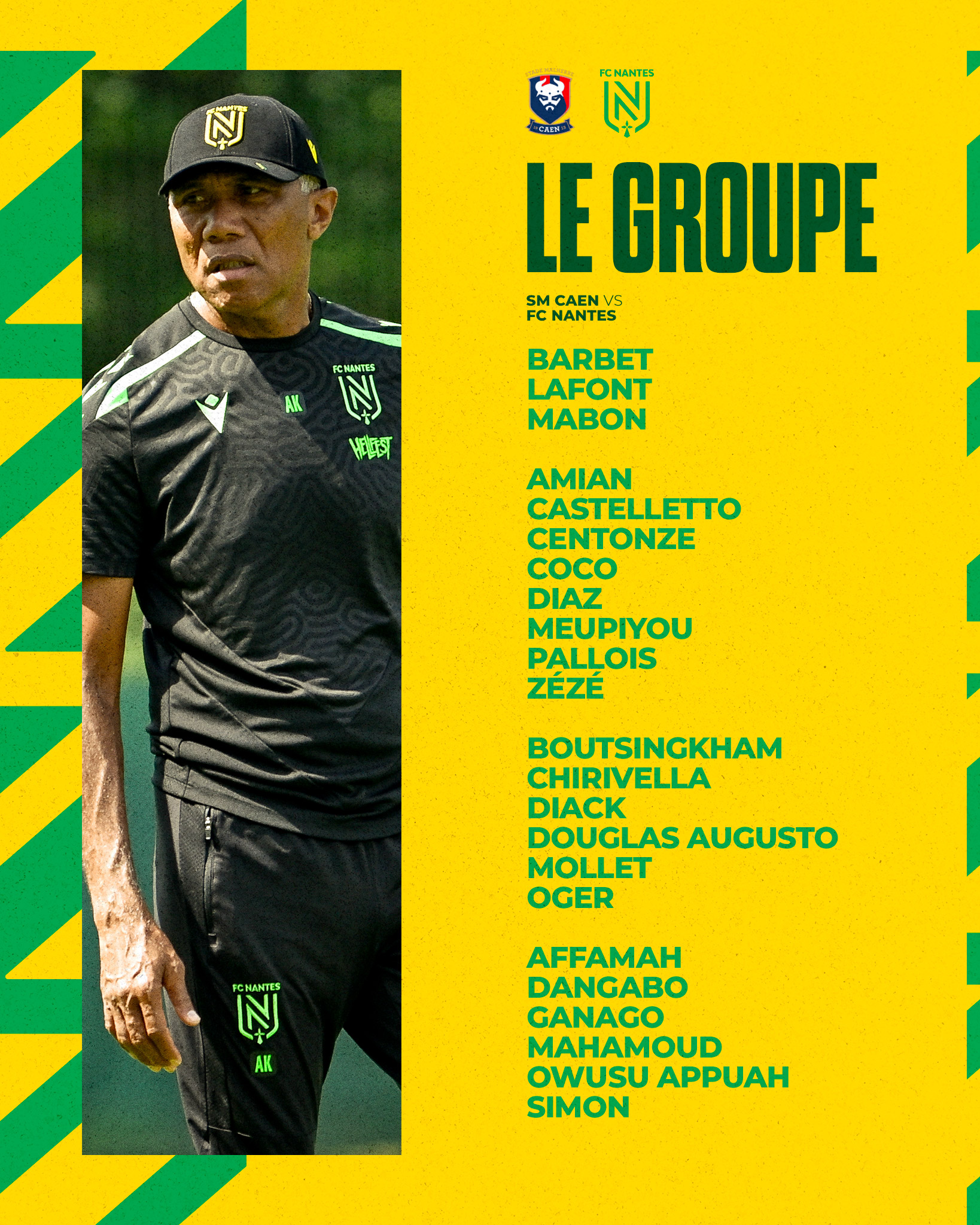 FC Nantes | Amical - Le groupe pour SM Caen - FC Nantes